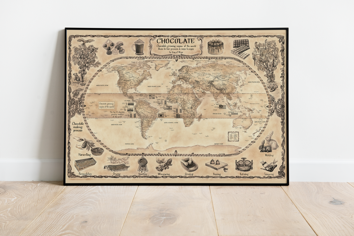 CHOCOLATE WORLD MAP - Chocolate lovers love this world map. – King of Maps