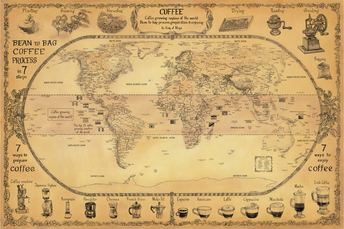 COFFFE WORLD MAP - coffee lovers around the world LOVE this map – King ...