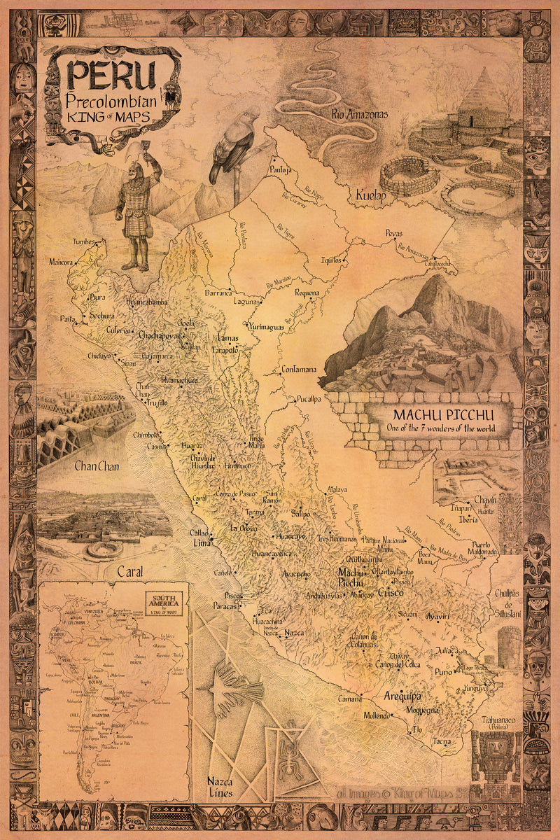 PERU CULTURES MAP - Caral to Machu Picchu seven wonders of Peru map ...