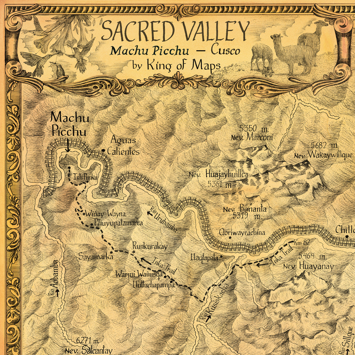 SACRED VALLEY OF THE INCAS MAP - Machu Picchu to Cusco the inka region ...